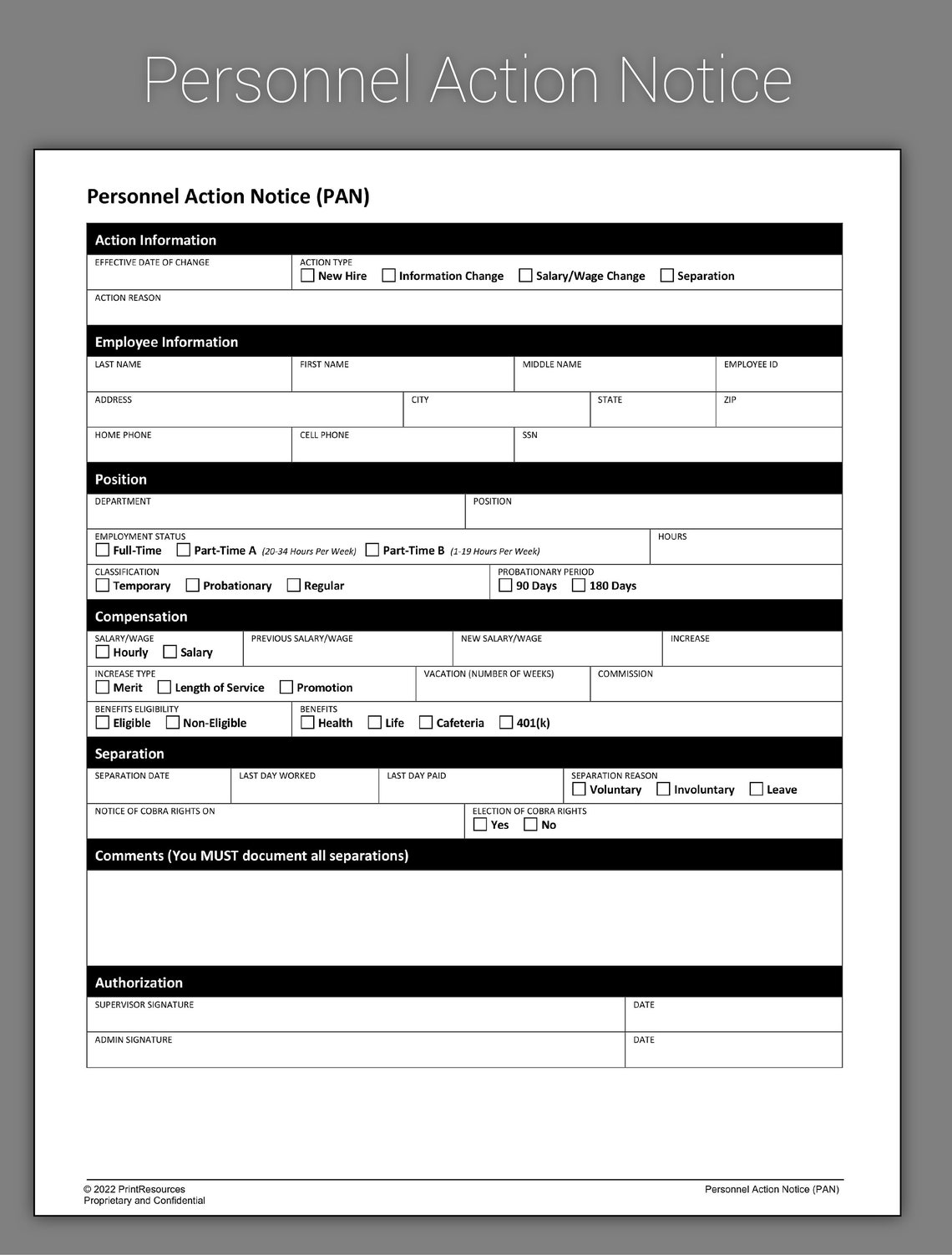 Personnel Action Notice (PAN) - Etsy