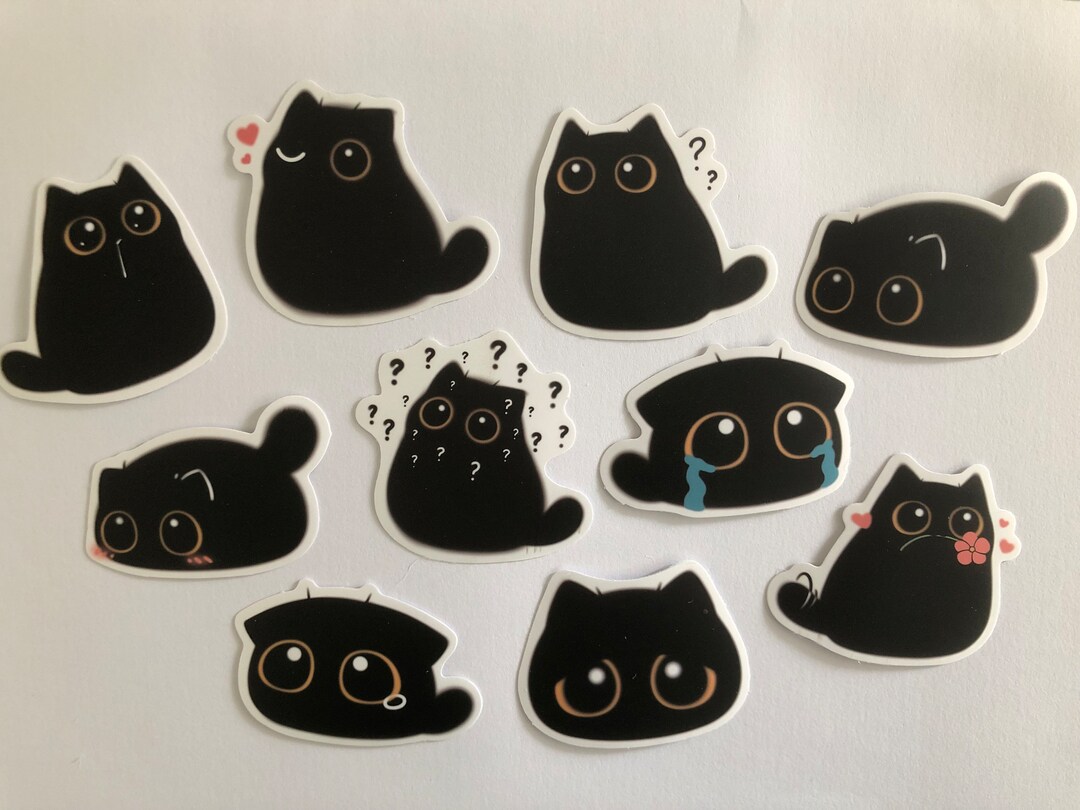 Kawaii Black Cats Laptop Stickers X10 - Etsy