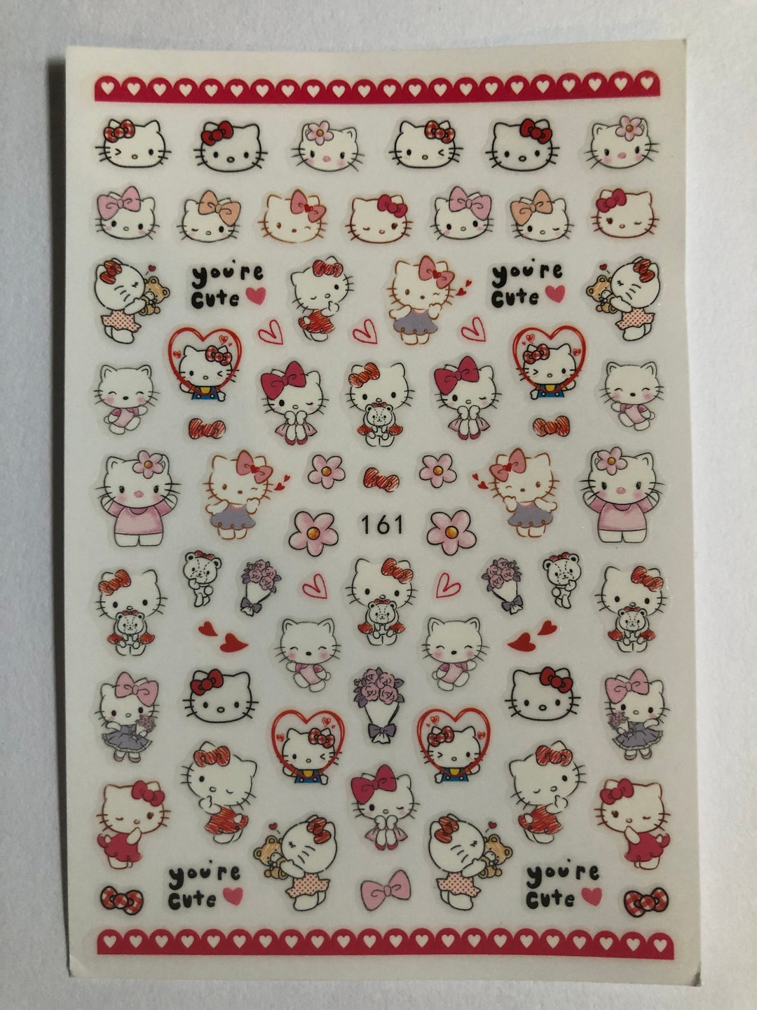 Hello Kitty Sticker Sheet, Small Nail Art Stickers - Etsy