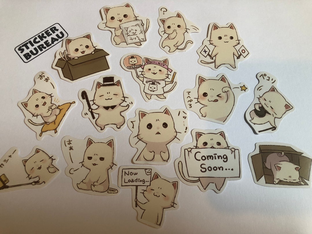 Cute White Cats Sticker Set 40pcs Etsy