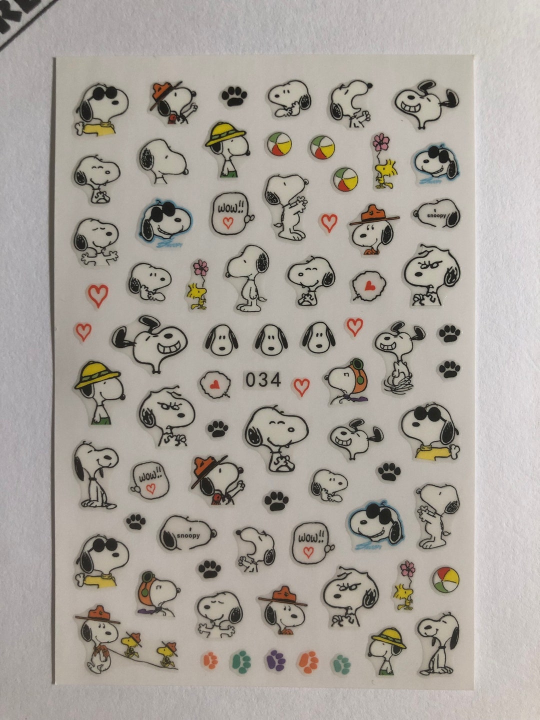 Snoopy Sticker Sheet Small Nail Art Stickers - Etsy