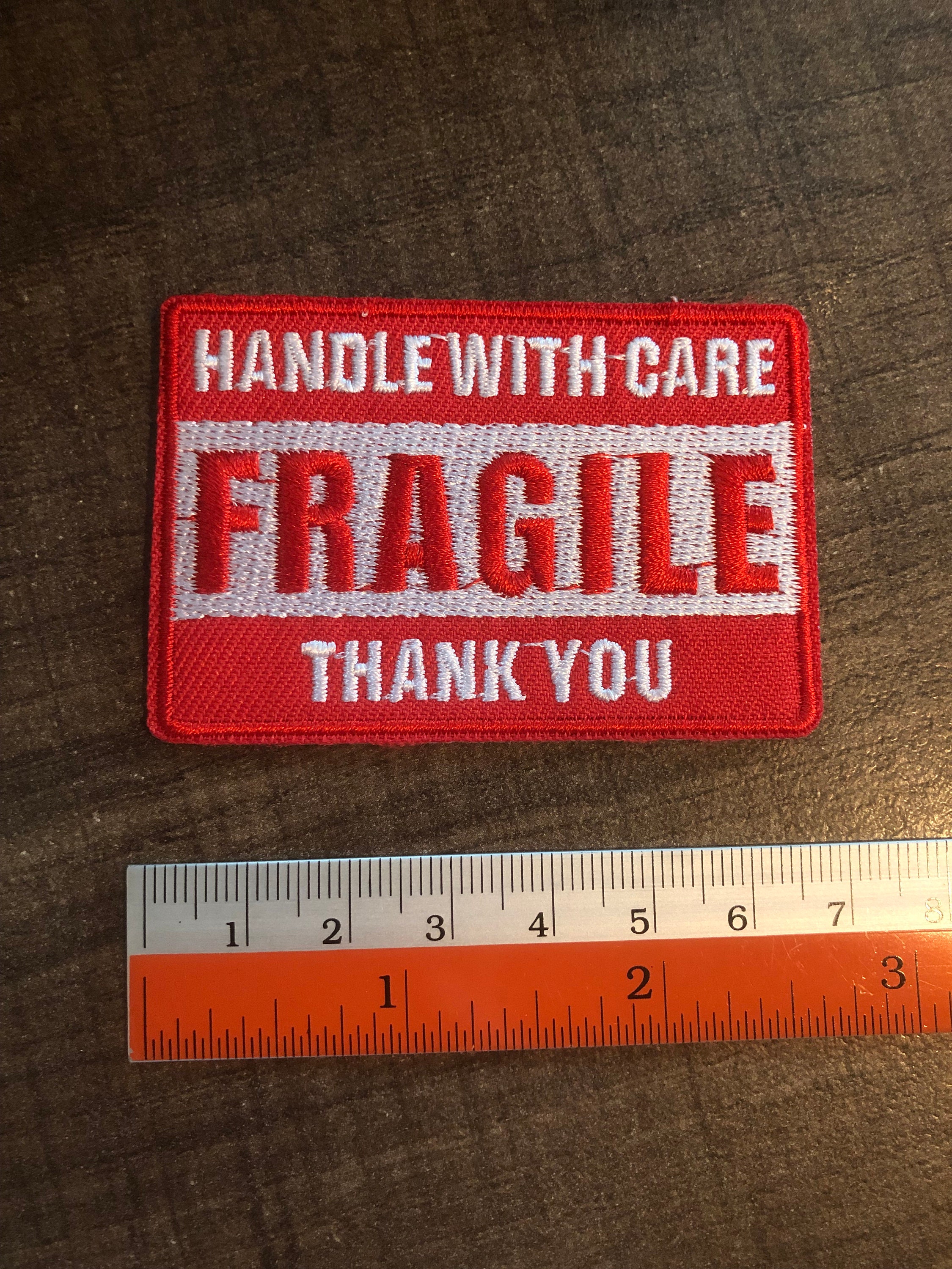 FRAGILE Patch Handle With Care Patch Red and White Patch - Etsy