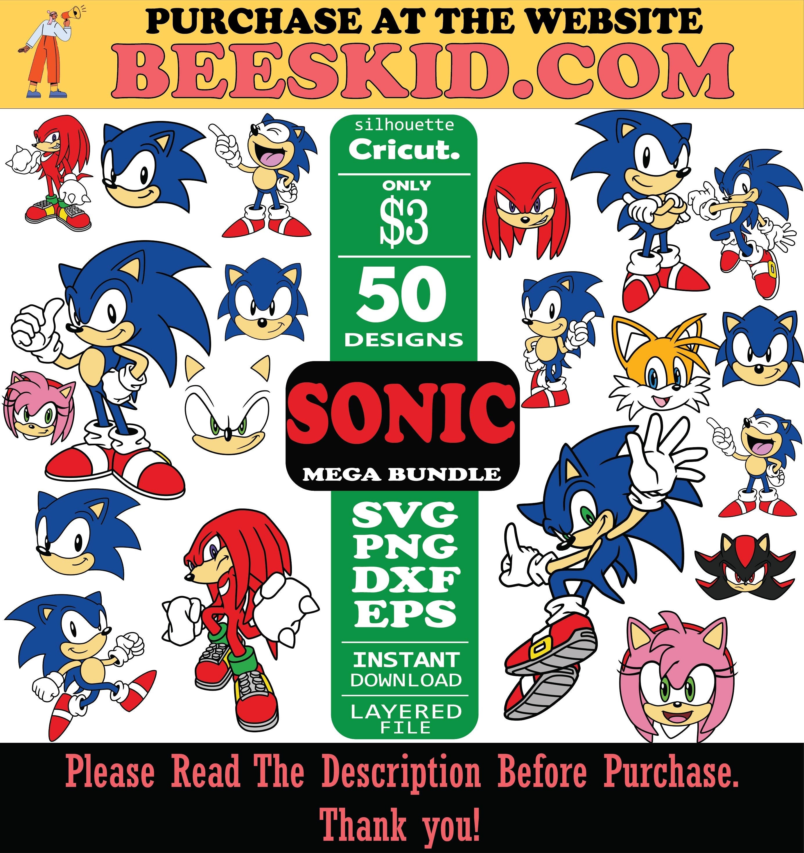 Sonic The Hedgehog Bundle Svg Cartoon Svg Sonic Svg Sonic Etsy