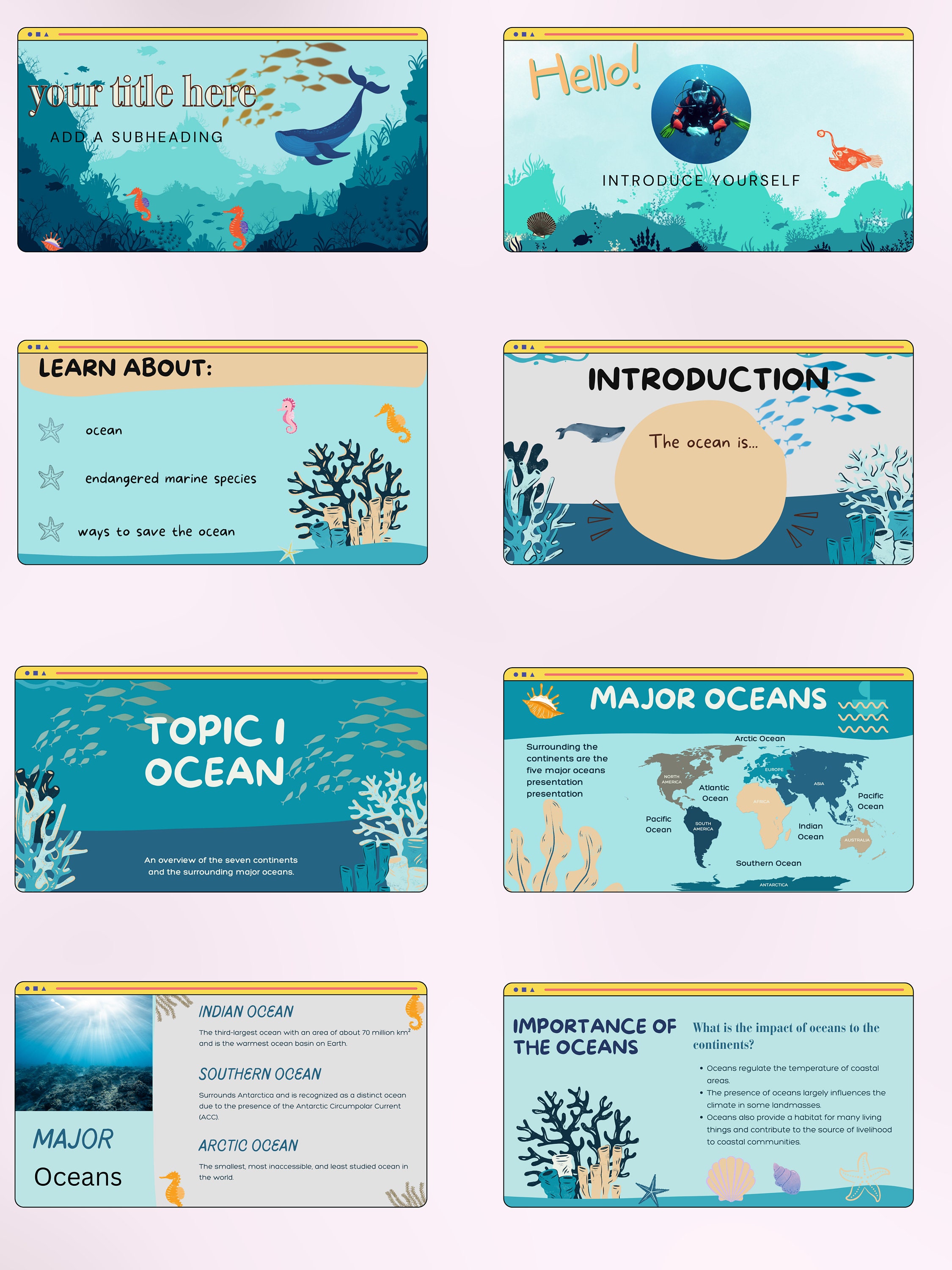 Power Point Template Ocean Ocean Presentation Template Sea - Etsy