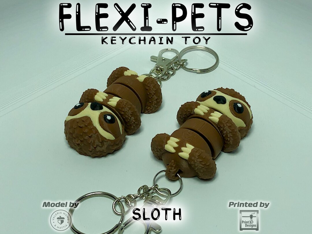 Sloth - Flexi-pet Keychain Fidget Toy (full Color) [3D Printed] - Etsy