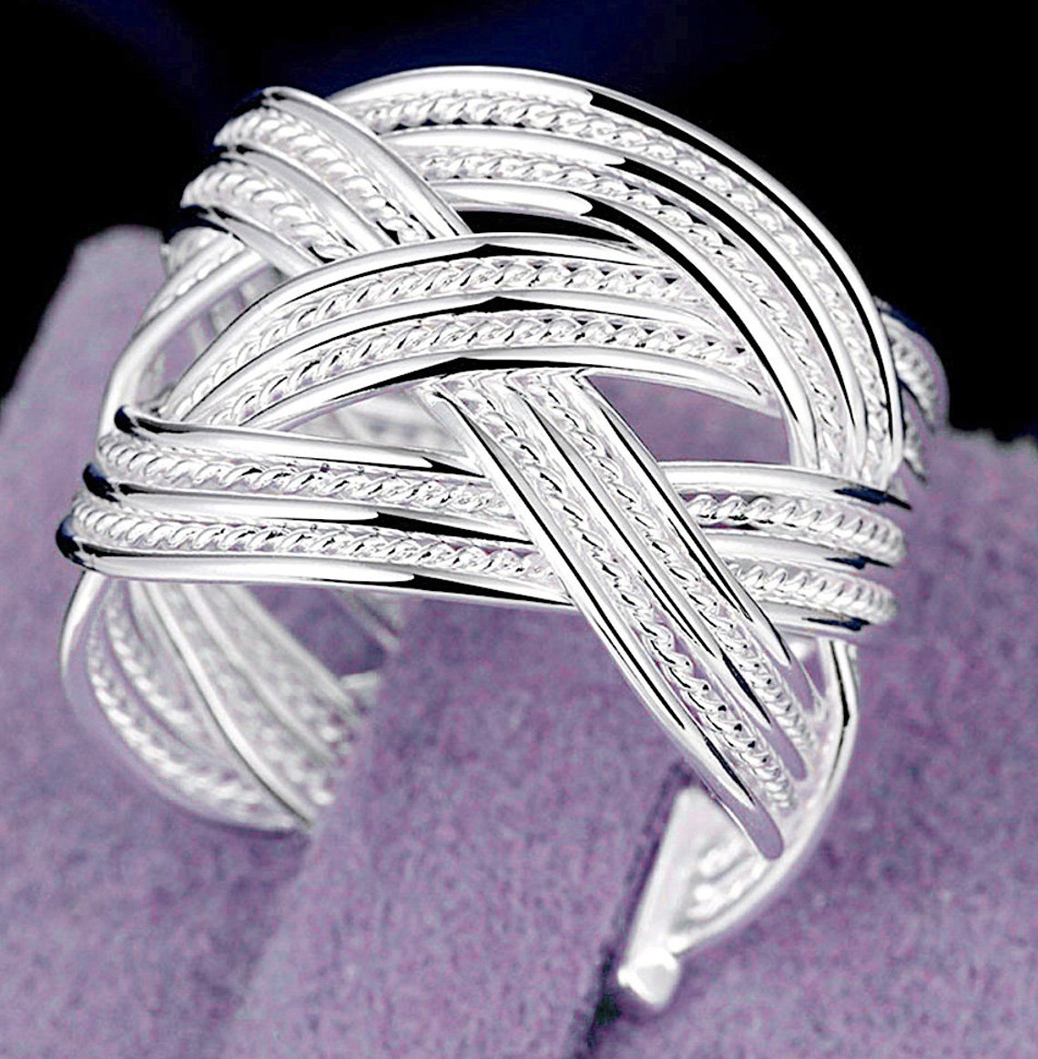 Silver Cross Woven Open Ring Silver Wave Ring Adjustable - Etsy