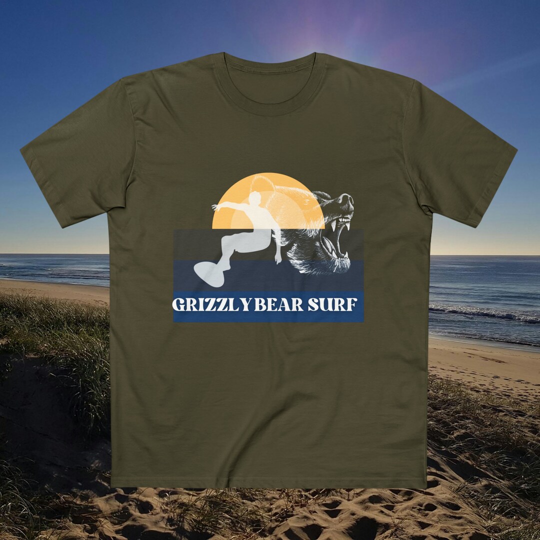 Surfing Mode Grizzly Bear Surf Tee - Etsy