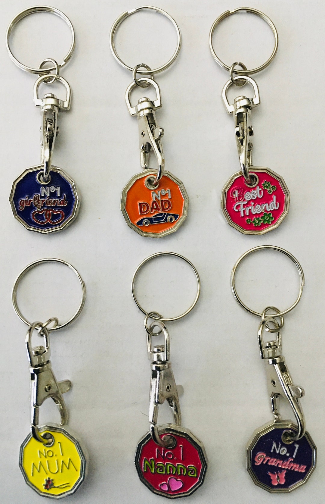 UK Supermarket 1 Pound Coin Shopping Trolley Gym Locker Token Key Ring ...