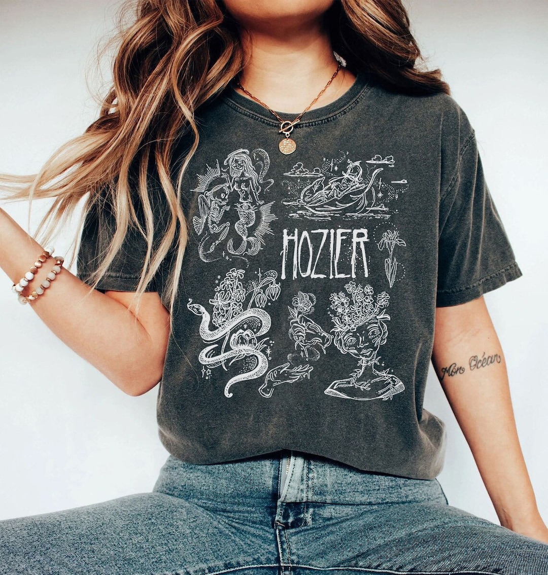 Hozier Doodle Art Shirt, Vintage Lyrics Tattoo Album Graphic Design ...