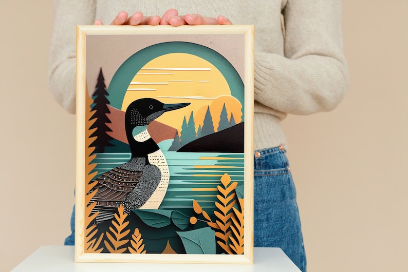 Vintage Loon Print | Nature Art Lake House Prints Minnesota Poster Loon ...