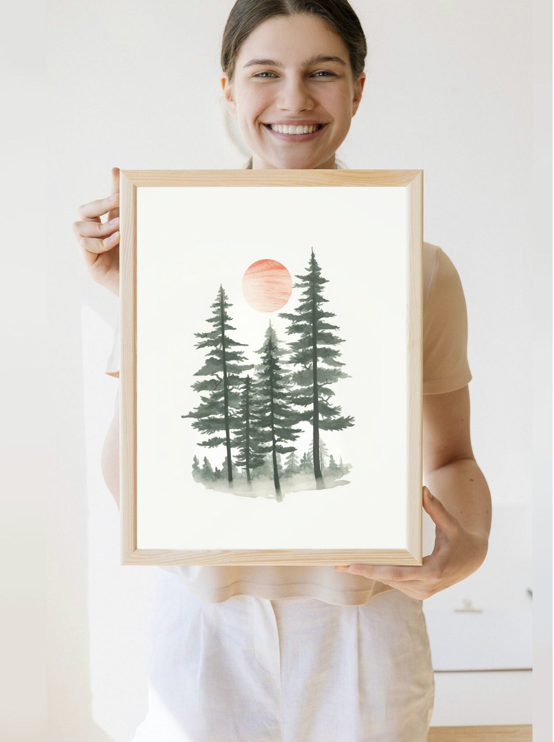 Pine Tree Wall Print | Scandinavian Decor Winter Wall Print Pine Tree ...