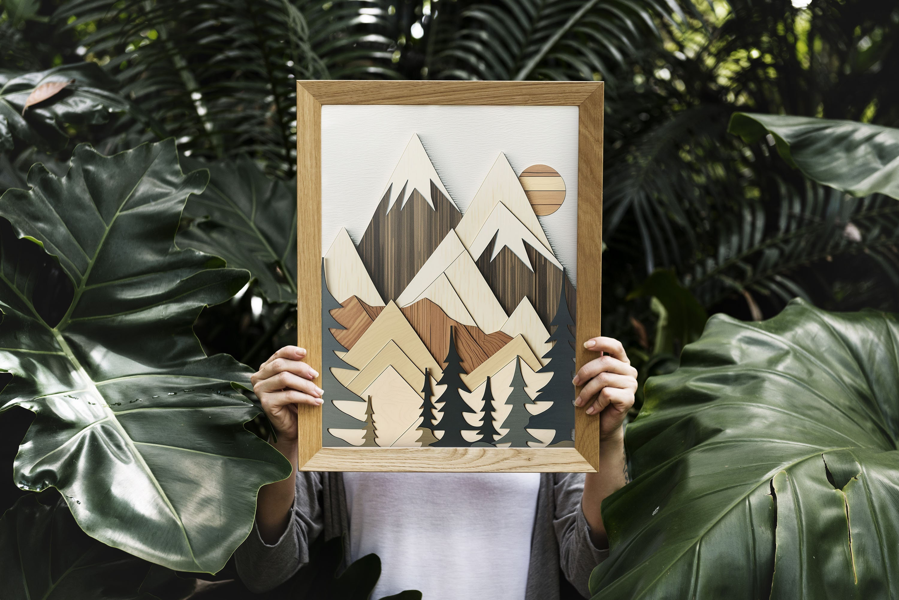 Wood Style Mountain Scene PRINT| Mountain Scape | Forest Wall Art ...
