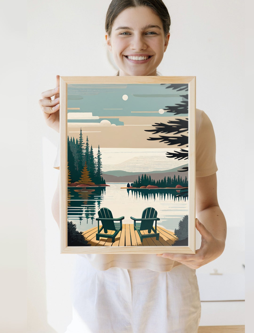 Adirondack Vintage Print | Adirondack Chairs Art Modern Lake House ...