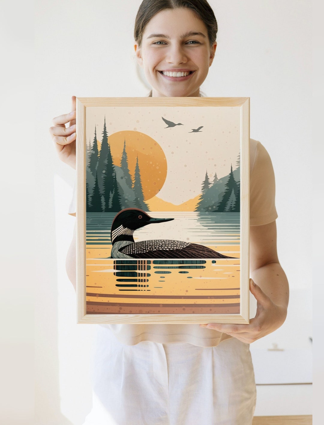 Vintage Loon Print | Nature Art | Lake House Prints | Minnesota Poster ...