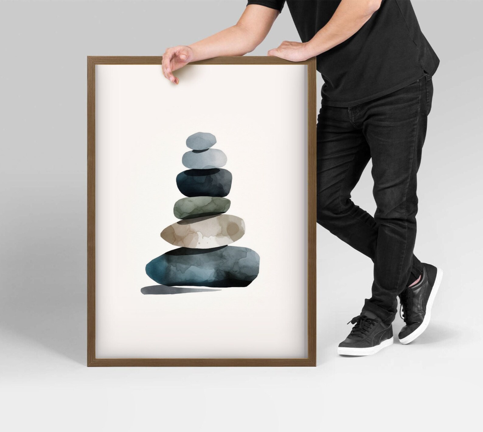 Balancing Stones Art Pebbles Print Meditation Wall Art Yoga Studio Wall ...