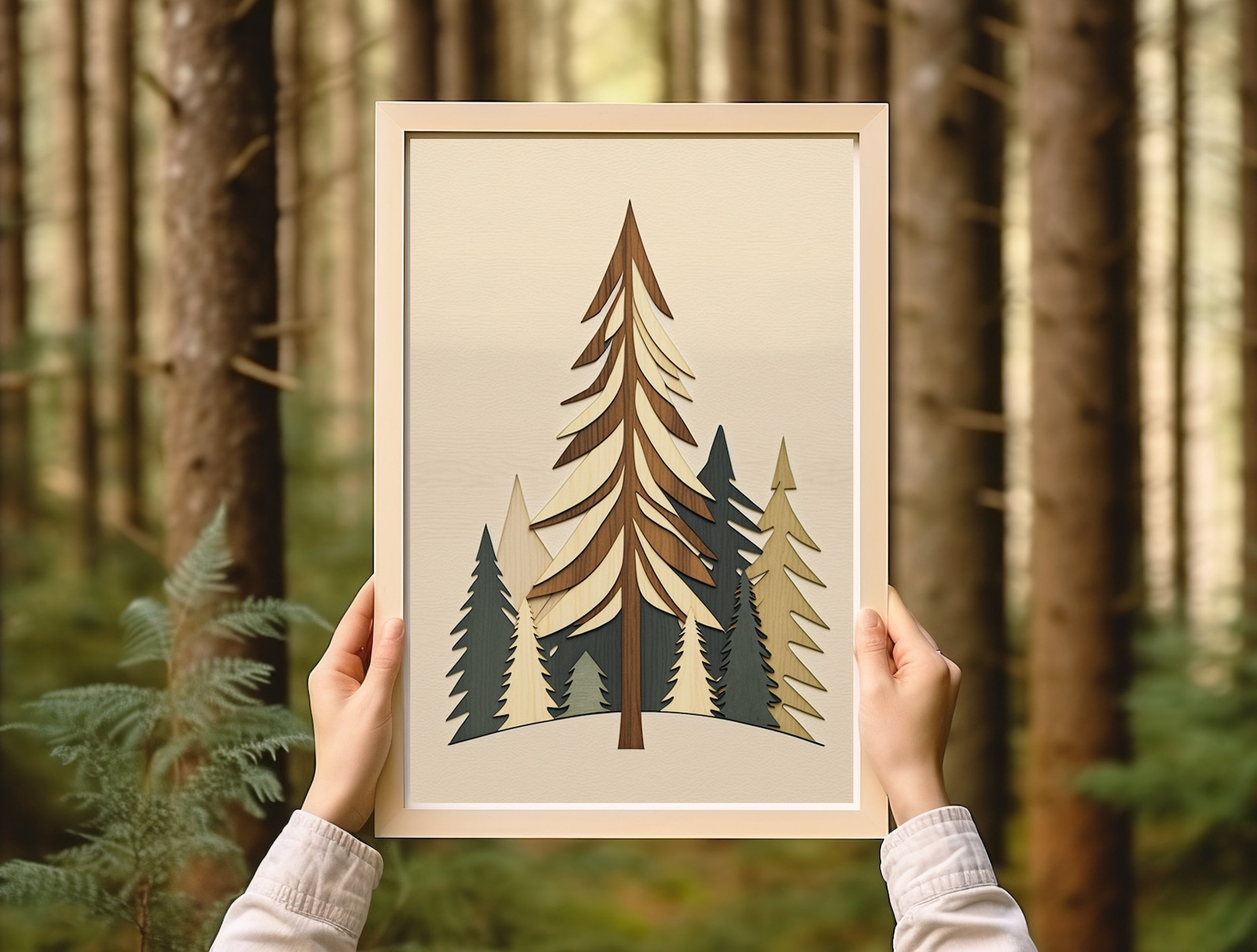 Vintage Pine Trees Wood Art Print, Pine Trees in Minnesota, Lake ...