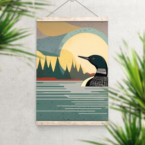 Vintage Loon Print | Nature Art Lake House Prints Minnesota Poster Loon ...