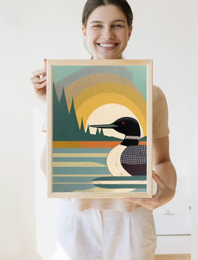 Vintage Loon Print | Nature Art Lake House Prints Minnesota Poster Loon ...