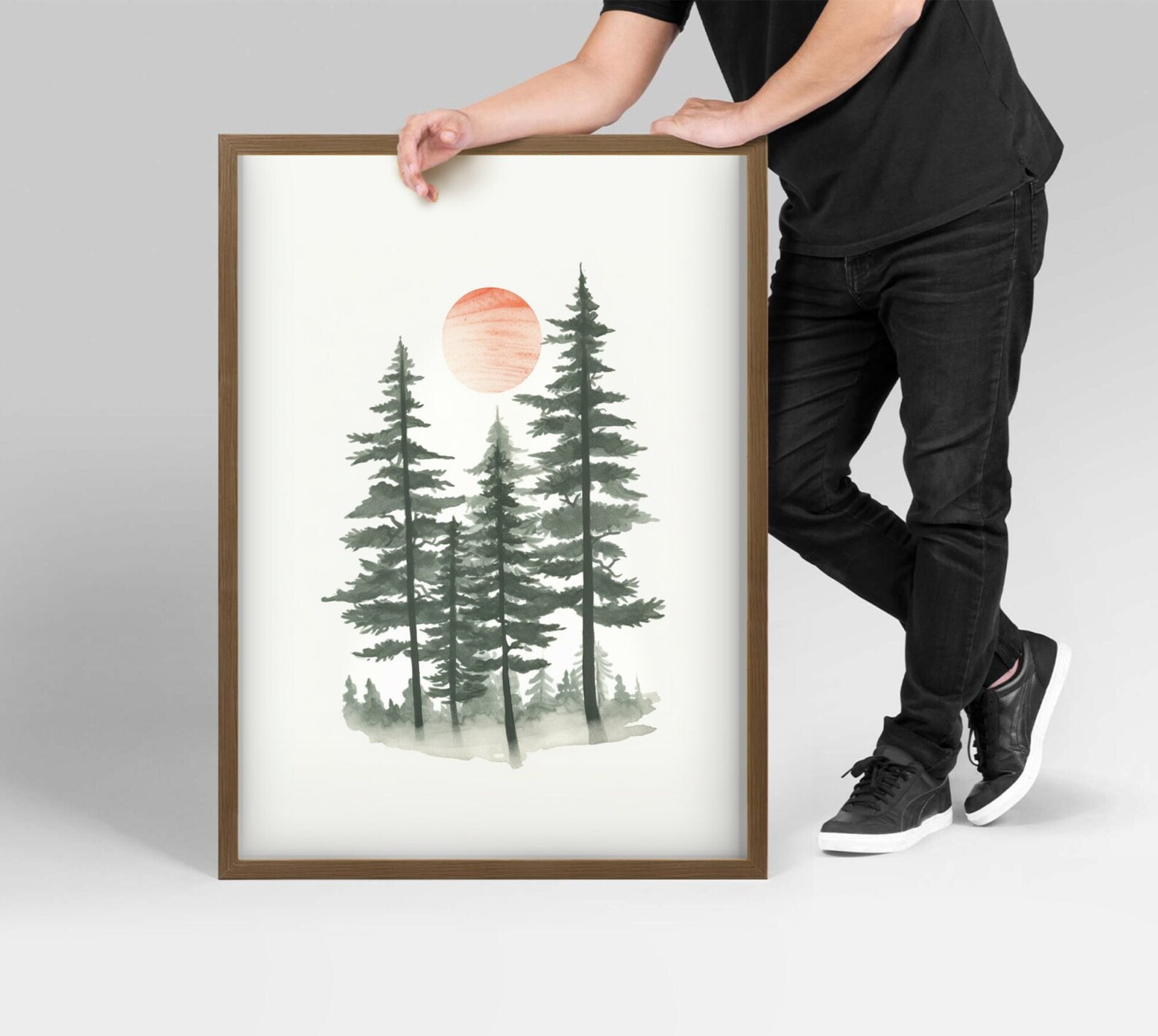 Pine Tree Wall Print | Scandinavian Decor Winter Wall Print Pine Tree ...