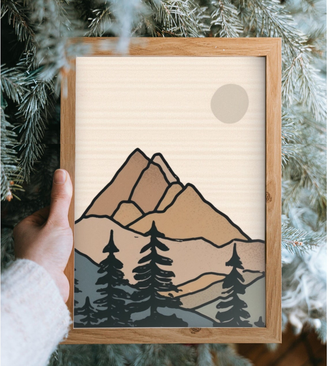 Rustic Mountain Print | Mountain Wall Decor | Rustic Earth Tones ...