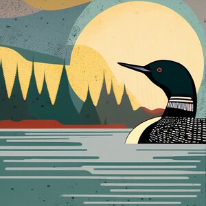 Vintage Loon Print | Nature Art Lake House Prints Minnesota Poster Loon ...