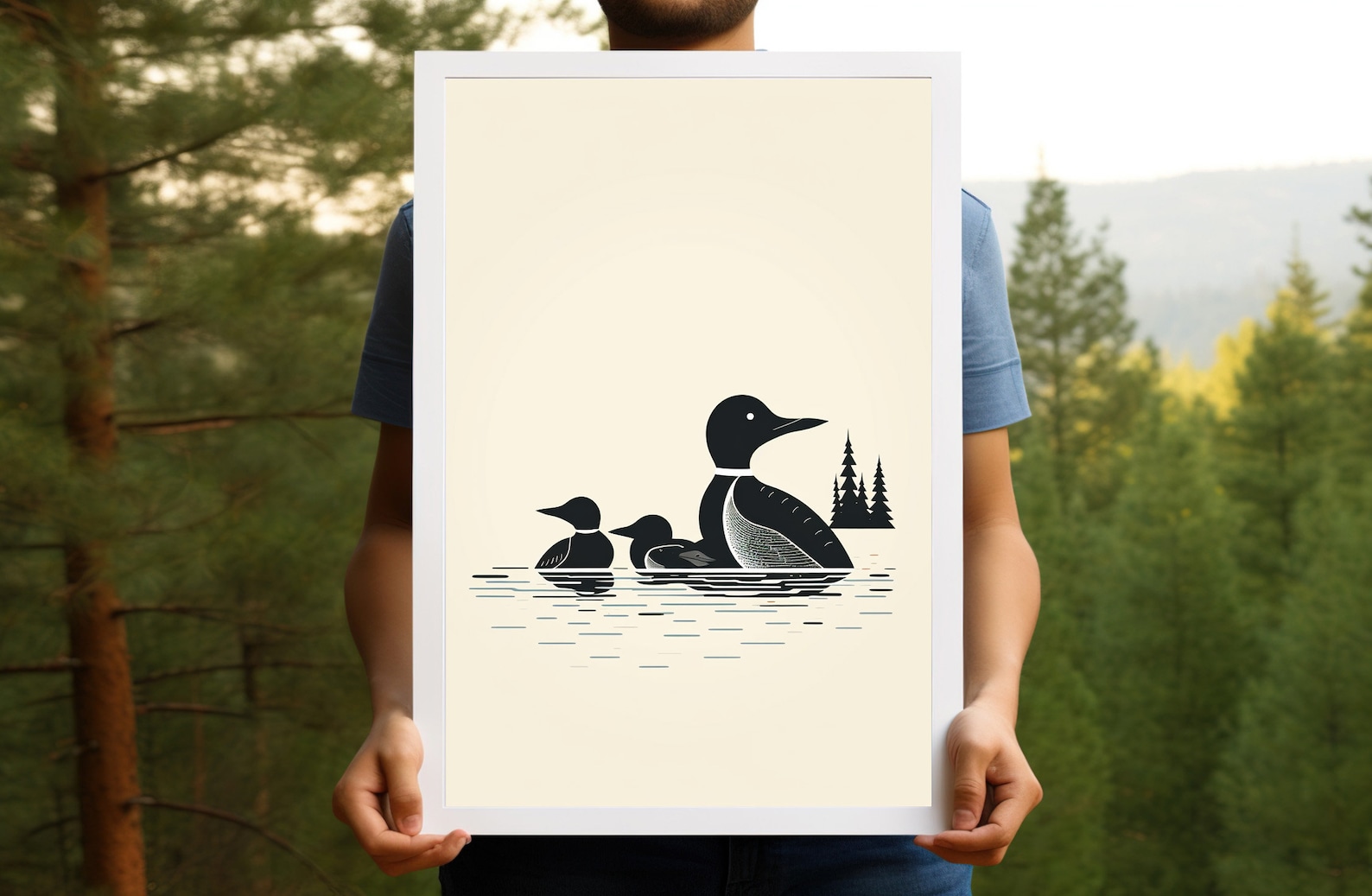 Minimalistic Vintage Loon Print | Earth Tones | Loon Art | Cabin Art ...
