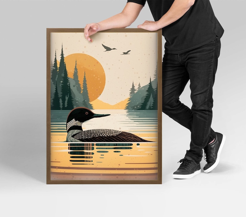 Vintage Loon Print | Nature Art Lake House Prints Minnesota Poster Loon ...