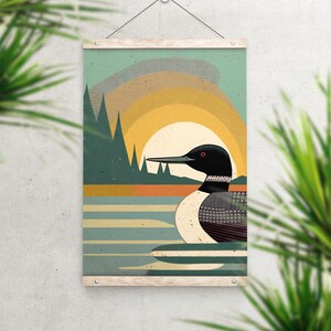 Vintage Loon Print | Nature Art Lake House Prints Minnesota Poster Loon ...