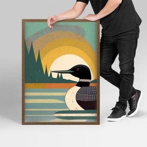 Vintage Loon Print | Nature Art Lake House Prints Minnesota Poster Loon ...