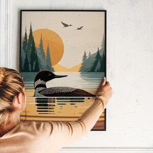 Vintage Loon Print | Nature Art | Lake House Prints | Minnesota Poster ...