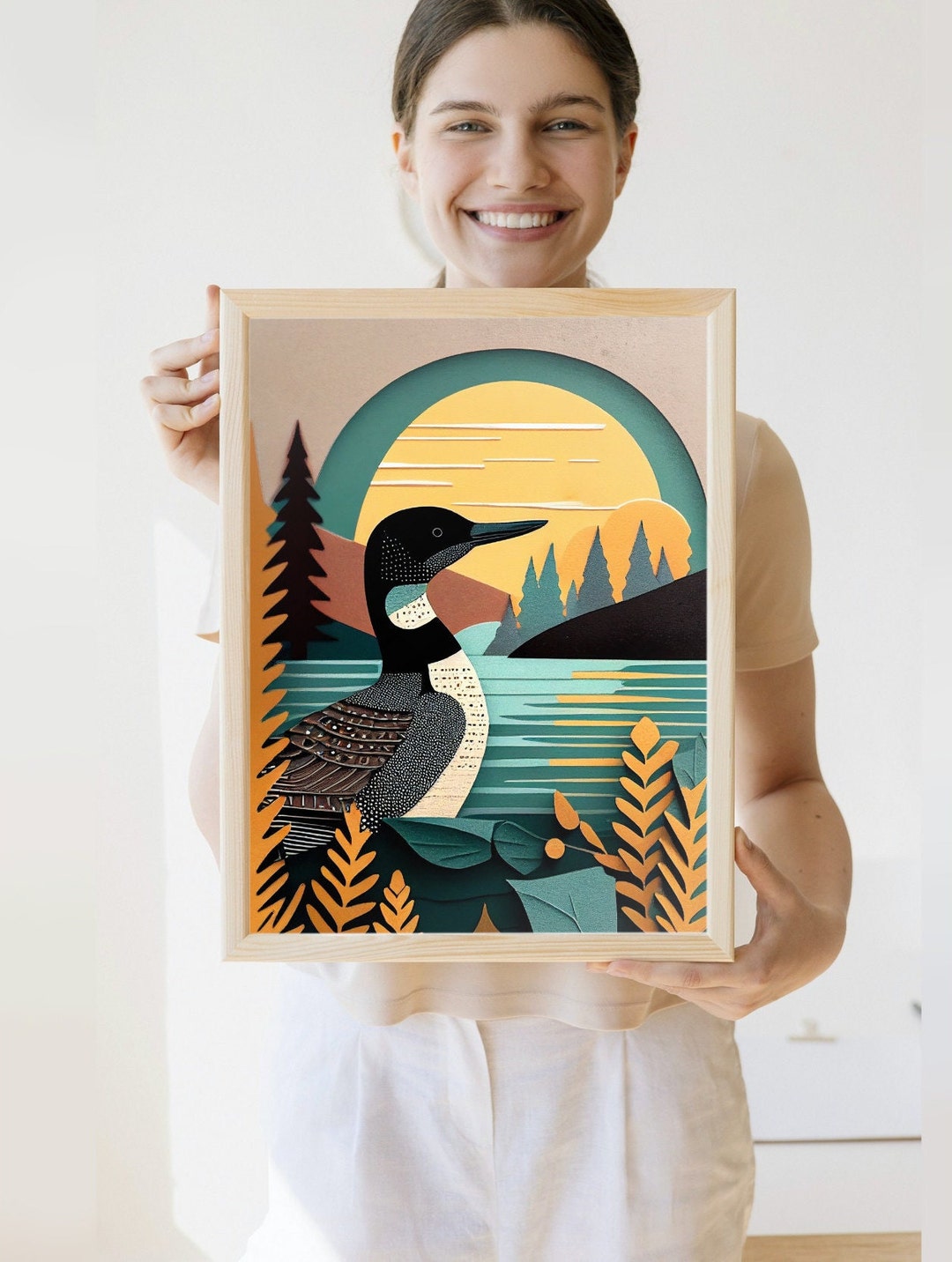 Vintage Loon Print | Nature Art Lake House Prints Minnesota Poster Loon ...