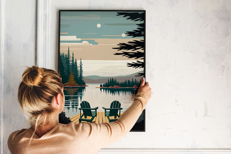 Adirondack Vintage Print | Adirondack Chairs Art Modern Lake House ...