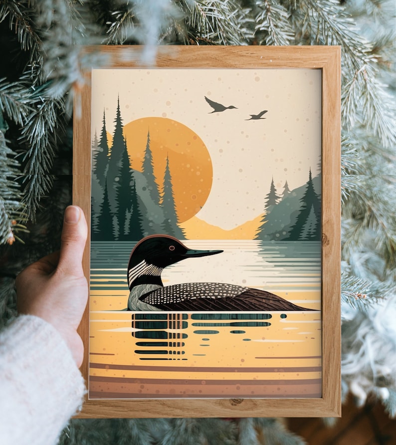 Vintage Loon Print Nature Art Lake House Prints Minnesota - Etsy