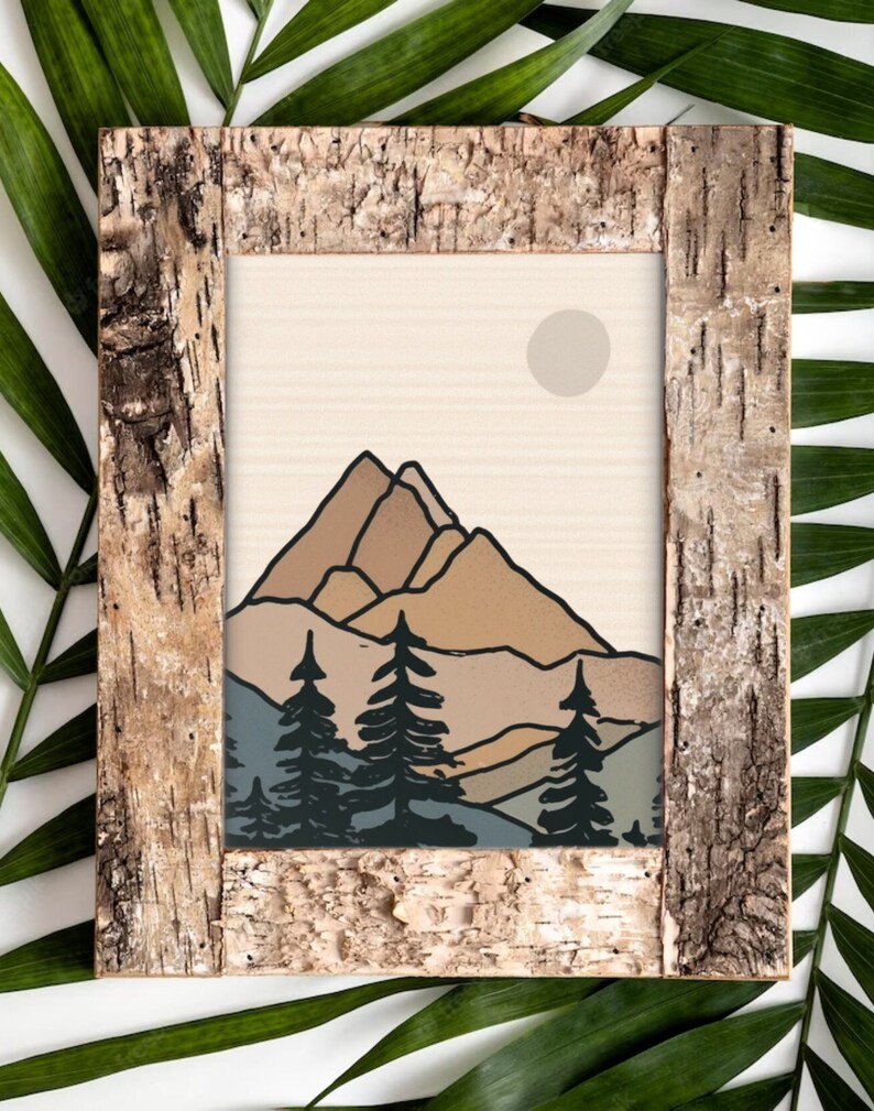 Rustic Mountain Print Mountain Wall Decor Rustic Earth Tones Neutral ...