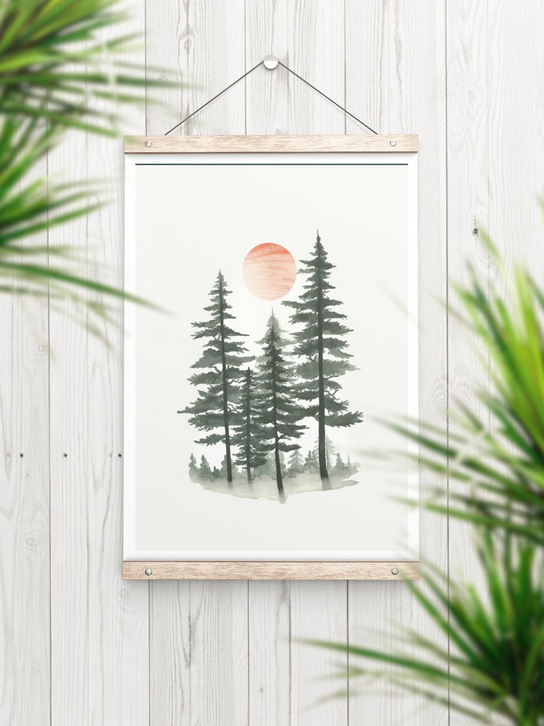 Pine Tree Wall Print | Scandinavian Decor Winter Wall Print Pine Tree ...