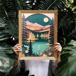 Mountain Range Print Modern Art Rustic Decor for Living Room | Sun ...