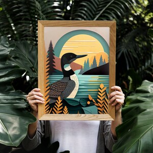 Vintage Loon Print | Nature Art Lake House Prints Minnesota Poster Loon ...