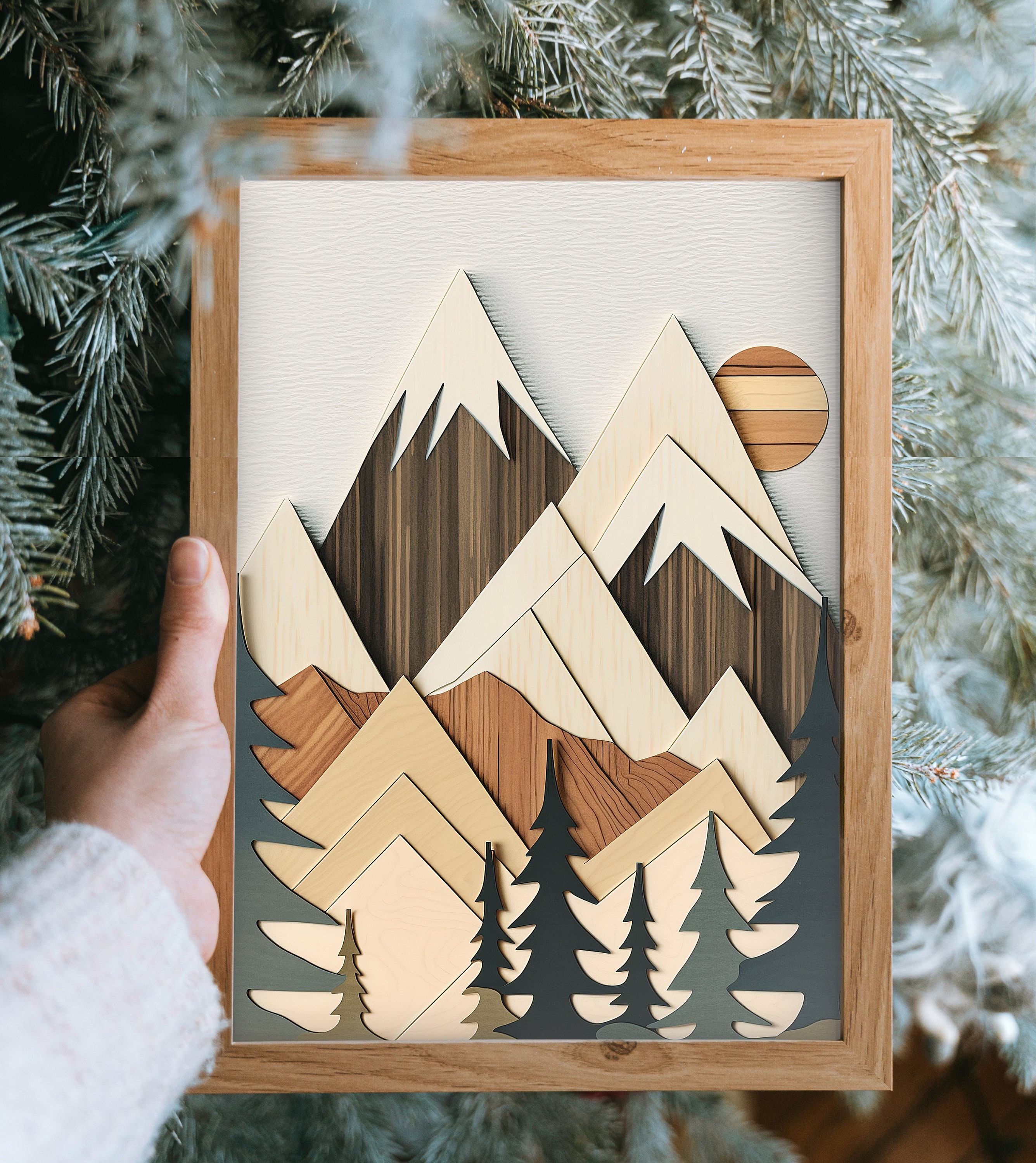 Wood Style Mountain Scene PRINT| Mountain Scape | Forest Wall Art ...