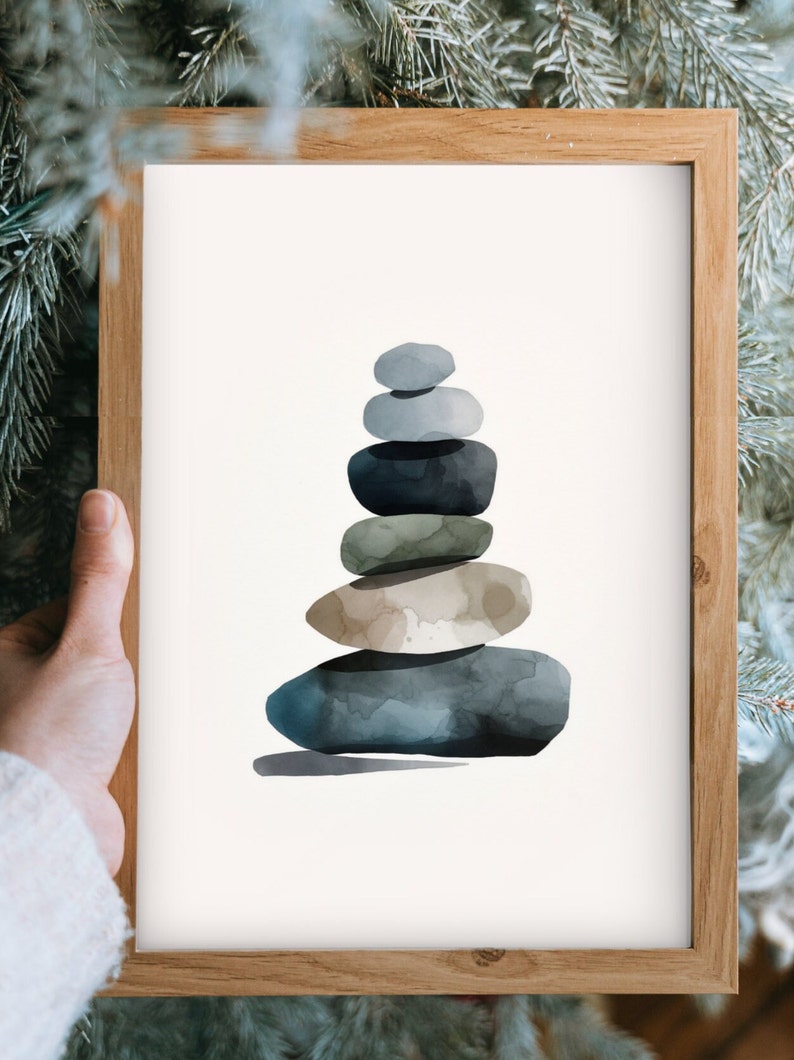 Balancing Stones Art Pebbles Print Meditation Wall Art - Etsy