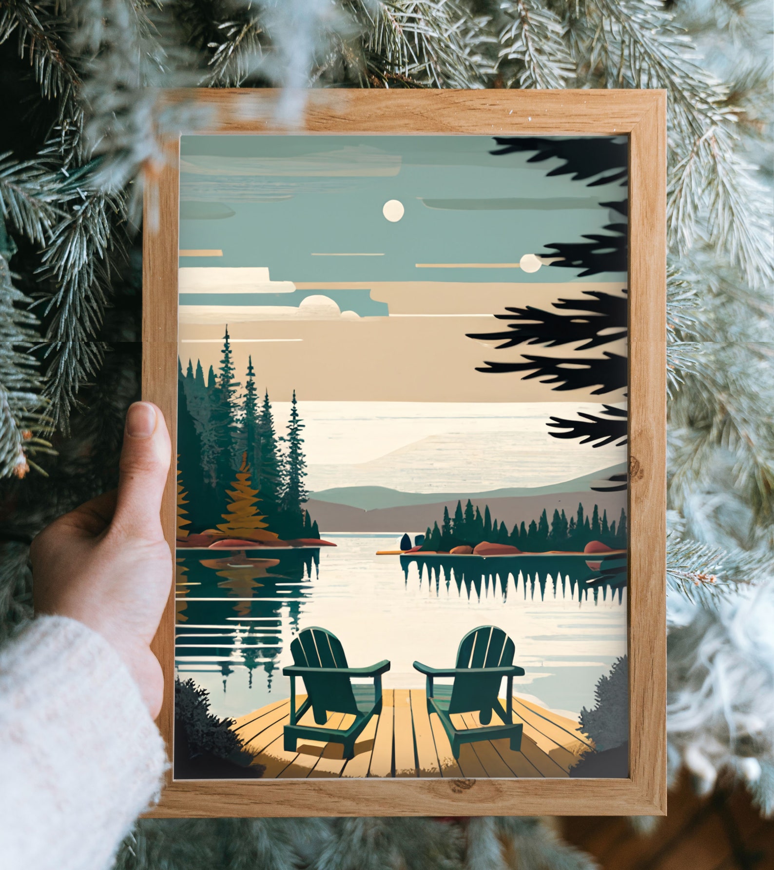 Adirondack Vintage Print | Adirondack Chairs Art Modern Lake House ...