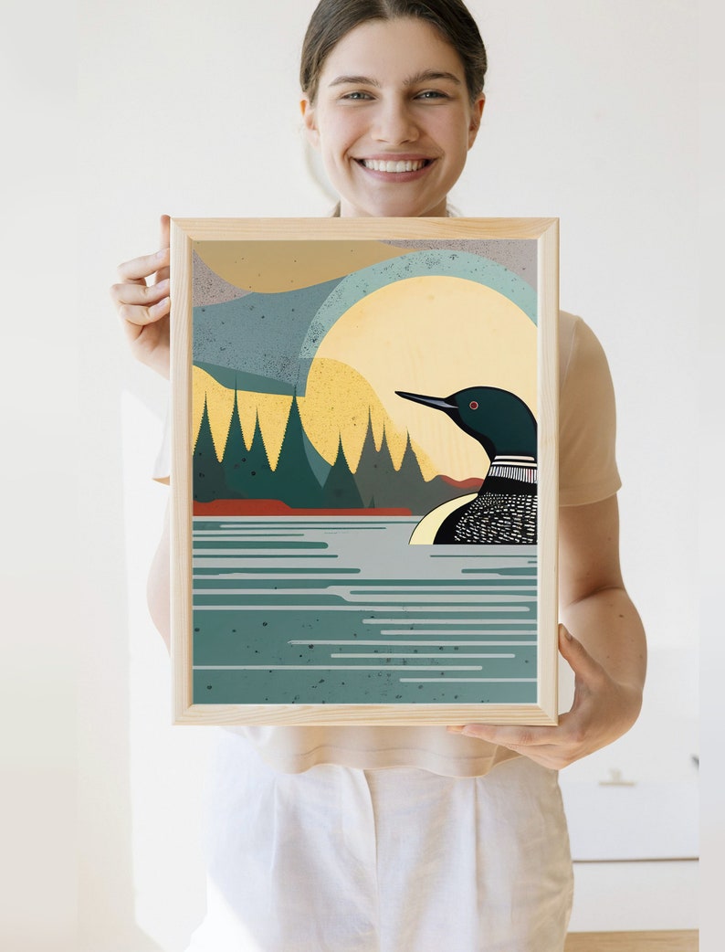 Vintage Loon Print | Nature Art Lake House Prints Minnesota Poster Loon ...