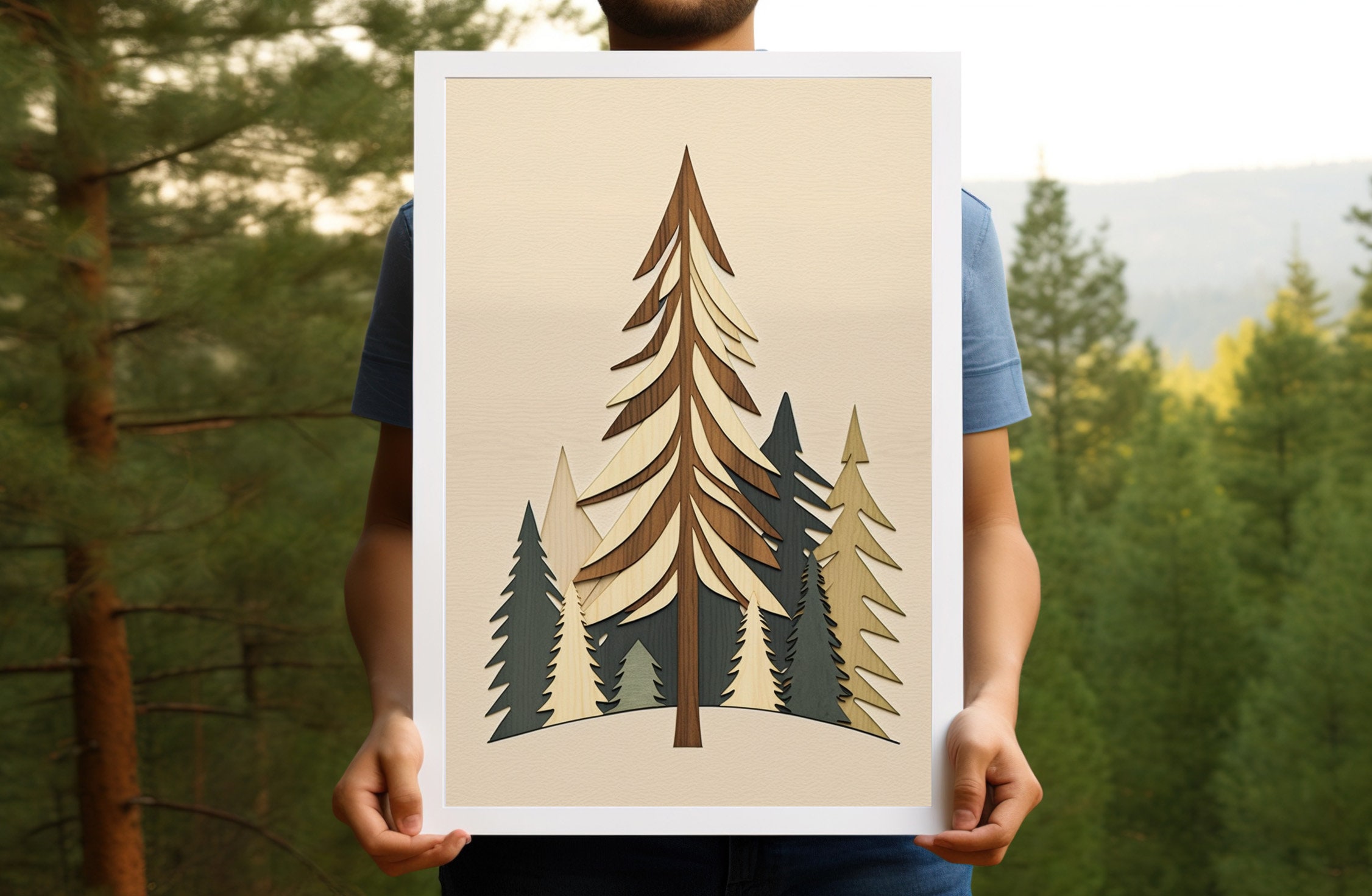 Vintage Pine Trees Wood Art Print, Pine Trees in Minnesota, Lake ...