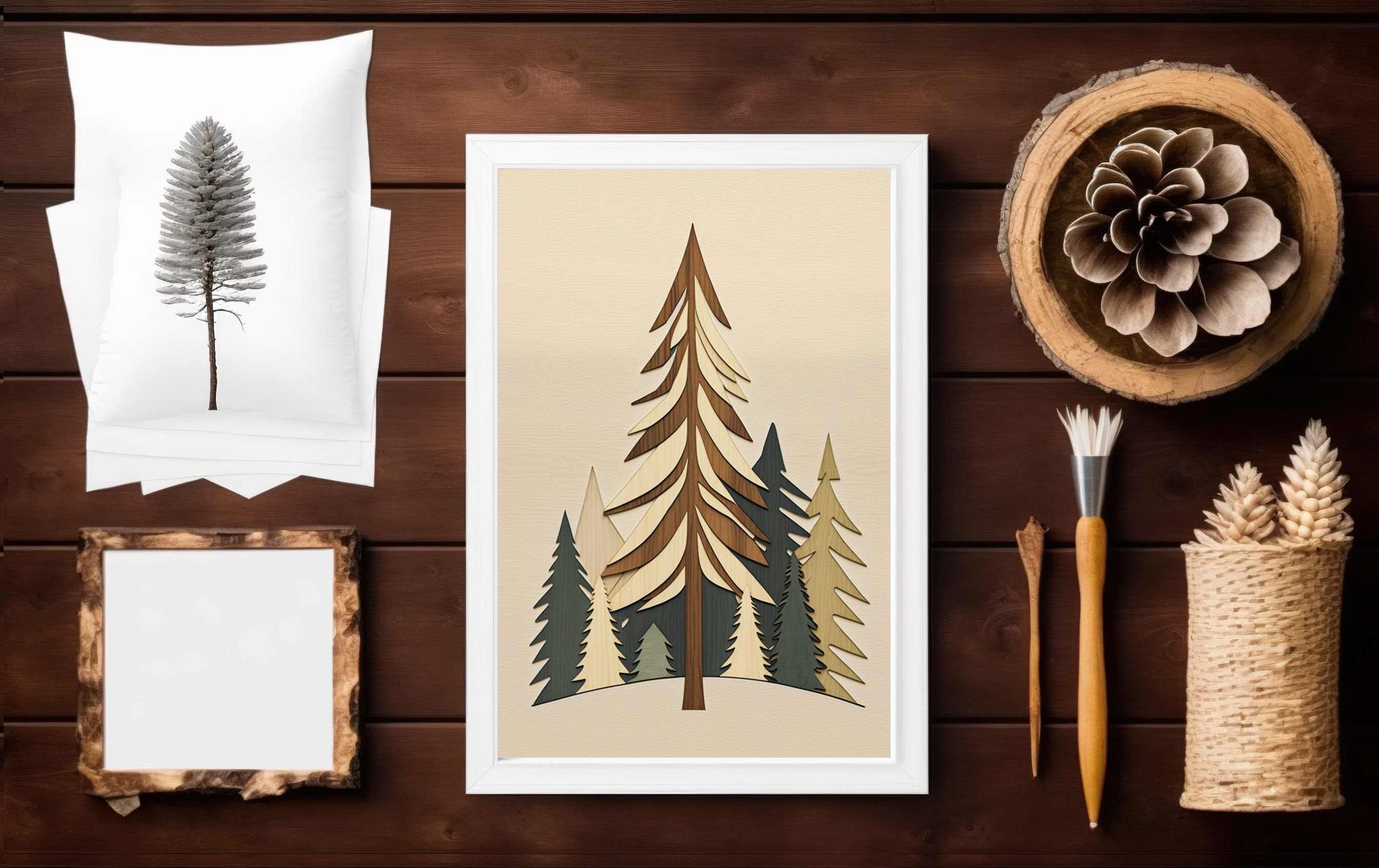 Vintage Pine Trees Wood Art Print Pine Trees in Minnesota - Etsy