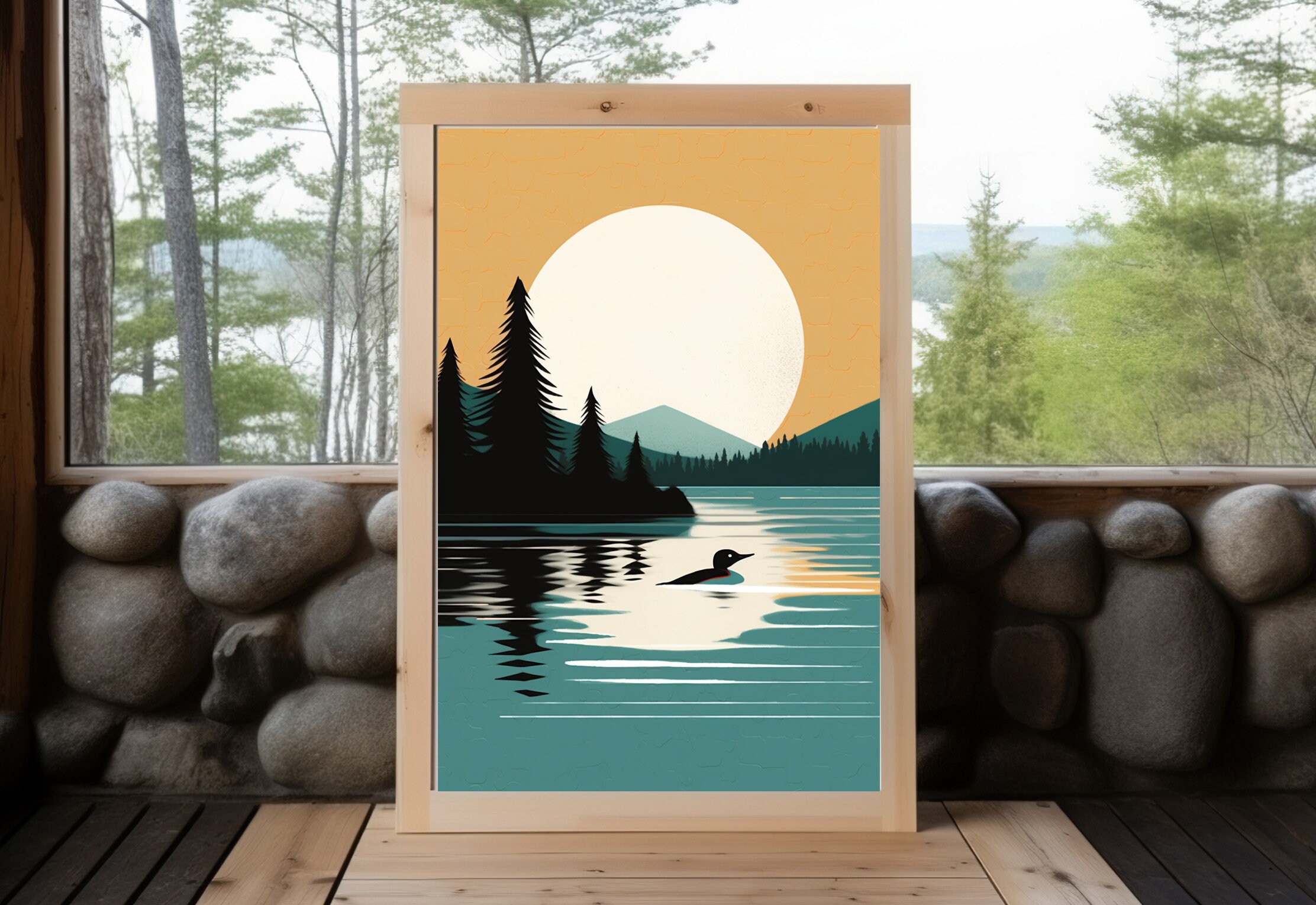 Vintage Loon Print, Lake House Decor, Loon Art, Minnesota Poster, Loon ...