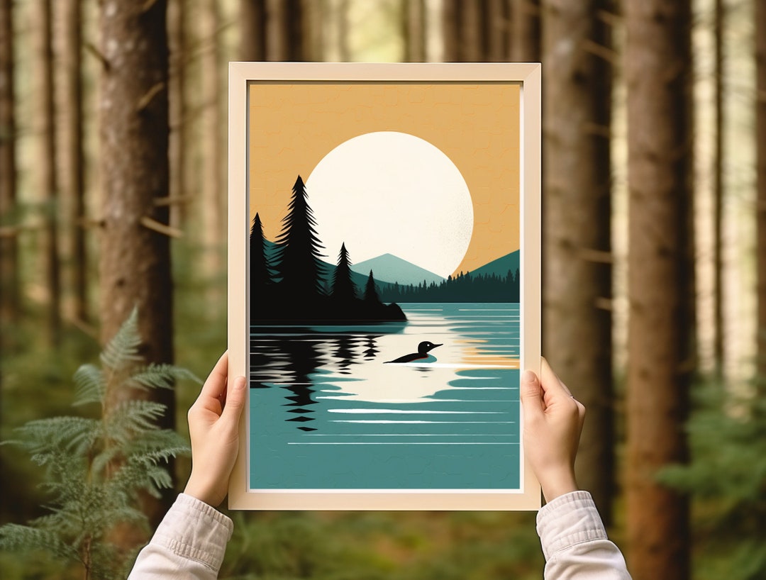 Vintage Loon Print, Lake House Decor, Loon Art, Minnesota Poster, Loon ...