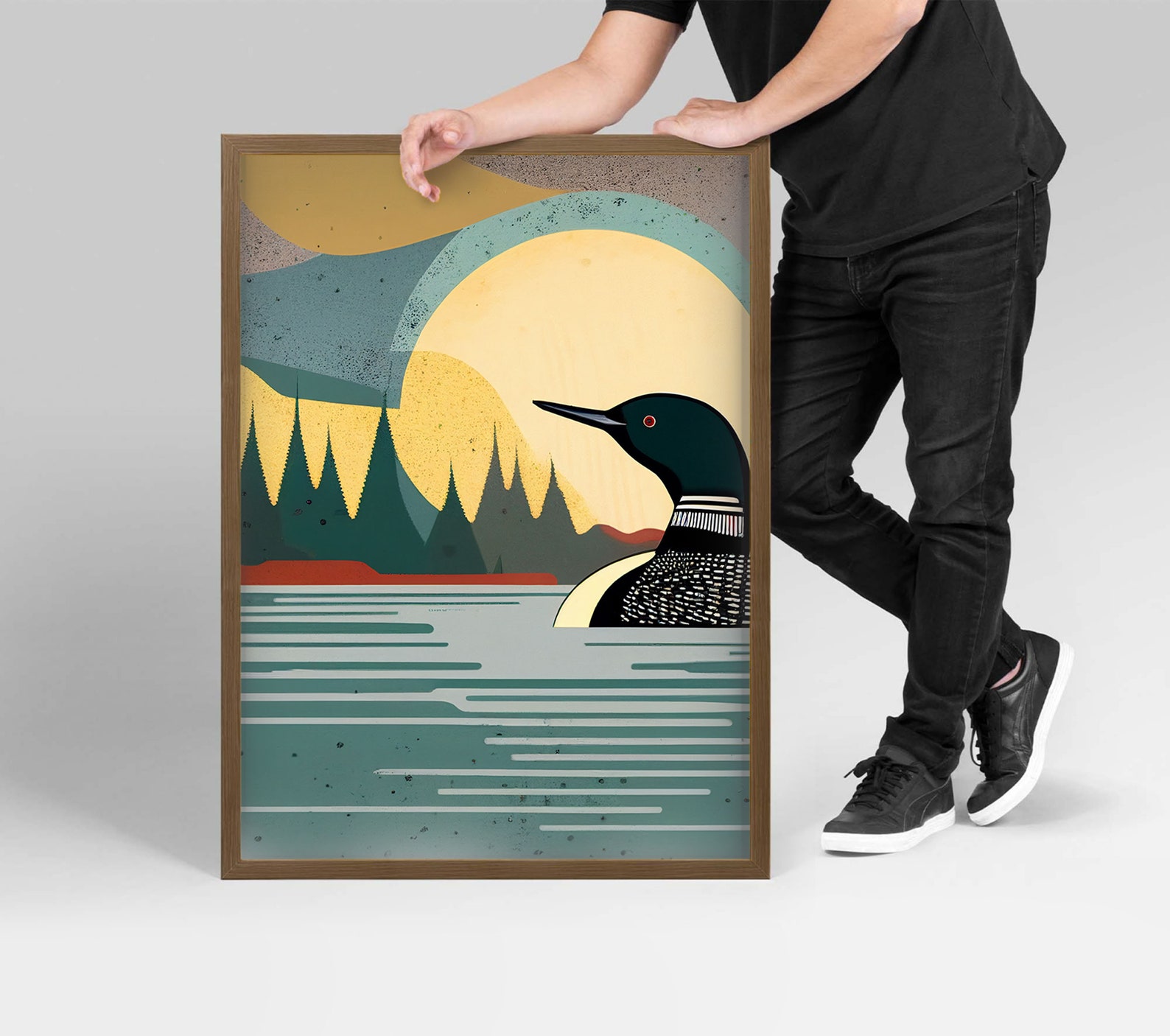Vintage Loon Print | Nature Art Lake House Prints Minnesota Poster Loon ...