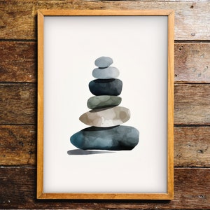 Balancing Stones Art | Pebbles Print | Meditation Wall Art | Yoga ...