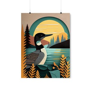 Vintage Loon Print | Nature Art Lake House Prints Minnesota Poster Loon ...