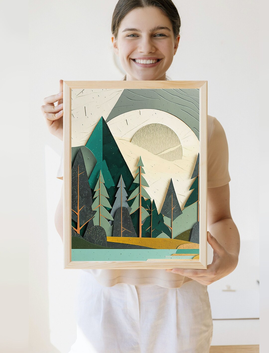Paper-cutout Nature Art Print | Rustic Wall Art | Lake House Decor ...