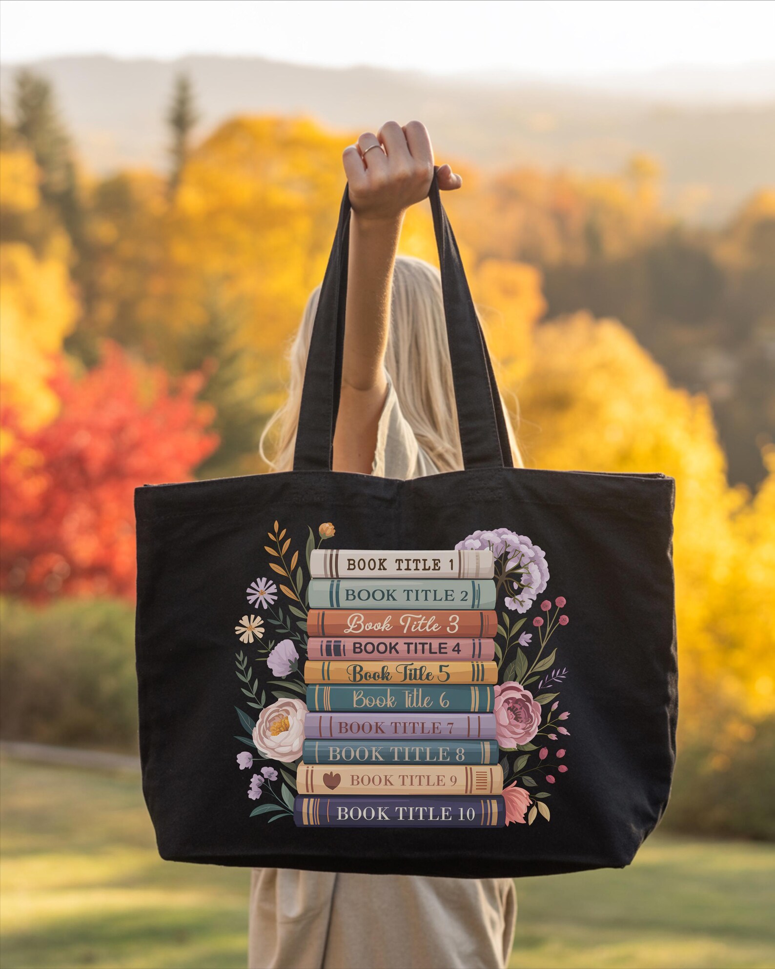 Custom Bookworm Zippered Tote Bag With Personalized Book Names ...